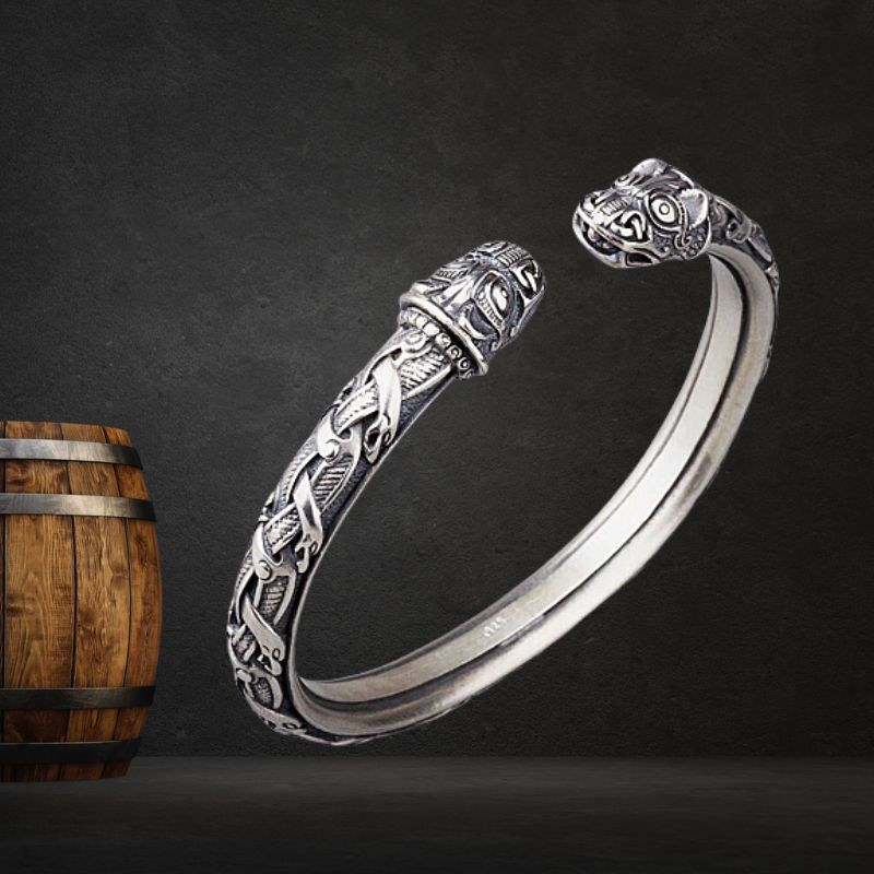 925 Sterling Silver Arm Ring With Dragon's Head – Vikingenes